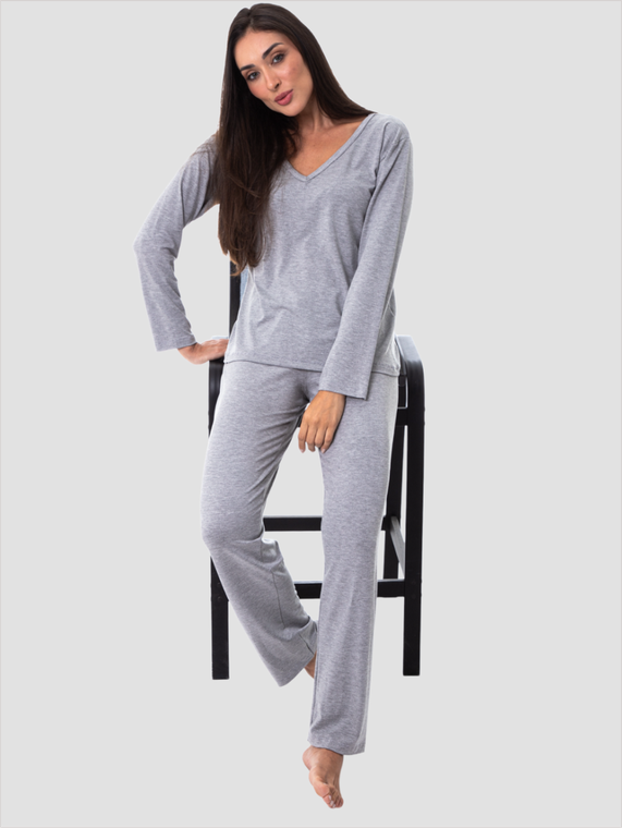 Conjunto Casual Lua Chic Mescla Decote V